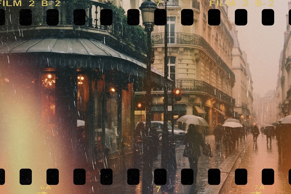 Vintage rainy street scene film | Premium PSD - rawpixel