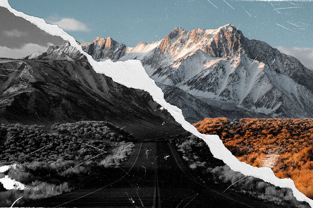 Ripped photo mountain landscape psd | Premium PSD - rawpixel