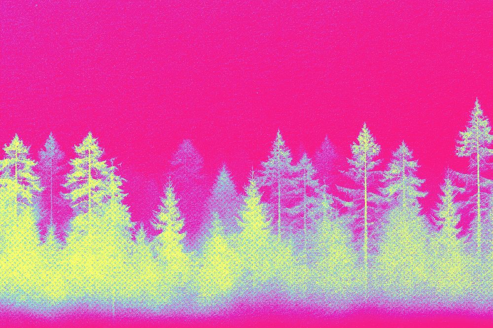 Vibrant neon forest landscape psd | Premium PSD - rawpixel