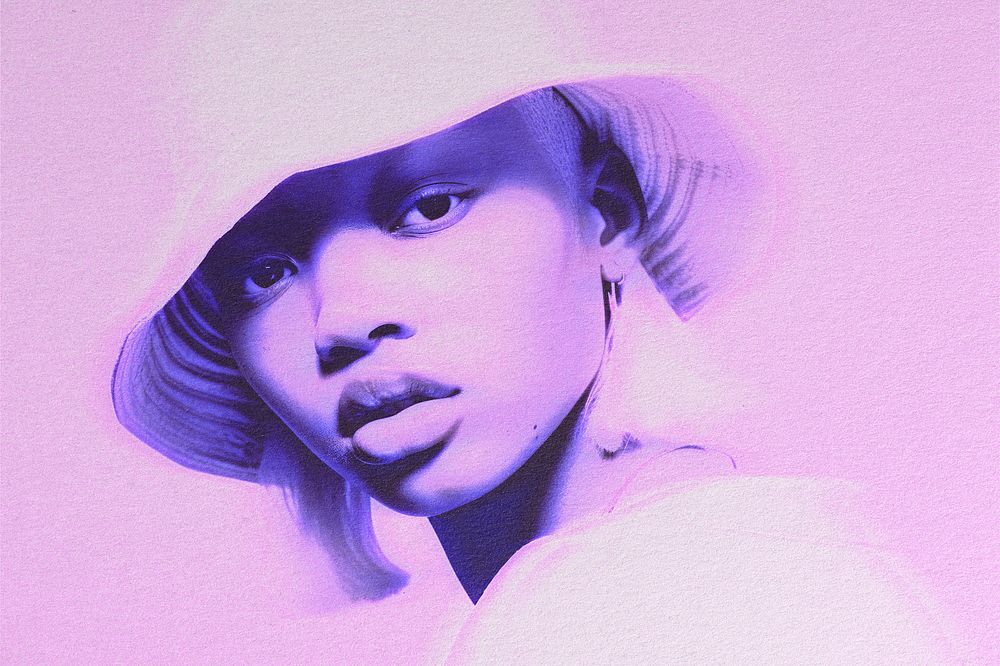Stylish portrait purple risograph print | Premium Photo - rawpixel