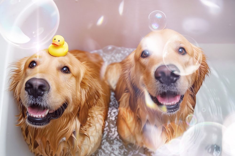 Happy dogs in bubble bath | Free Photo - rawpixel