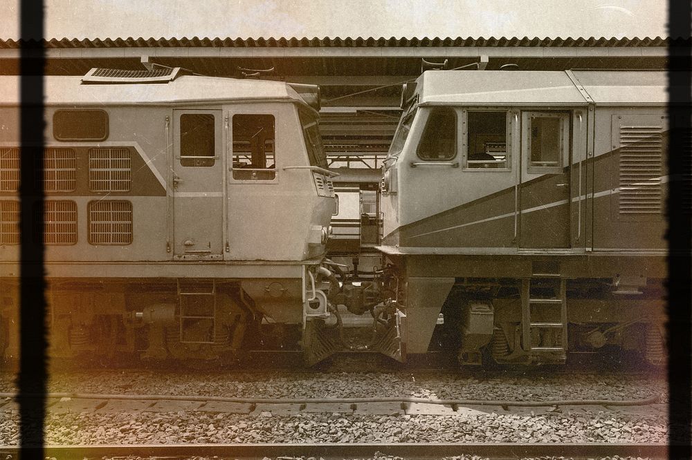 Vintage trains meeting on tracks | Free Photo - rawpixel