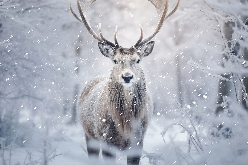 Majestic deer in snowy forest | Free Photo - rawpixel