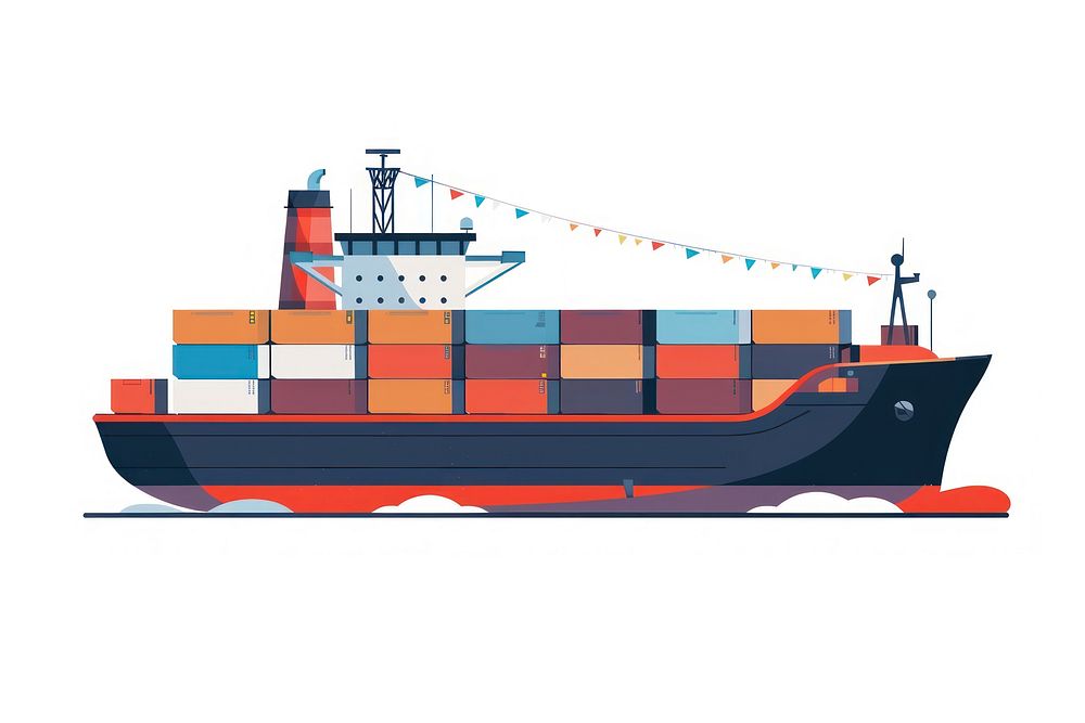 Colorful cargo ship illustration | Free Photo Illustration - rawpixel