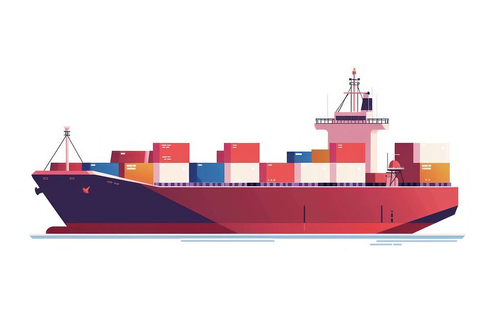 Colorful cargo ship illustration | Free Photo Illustration - rawpixel