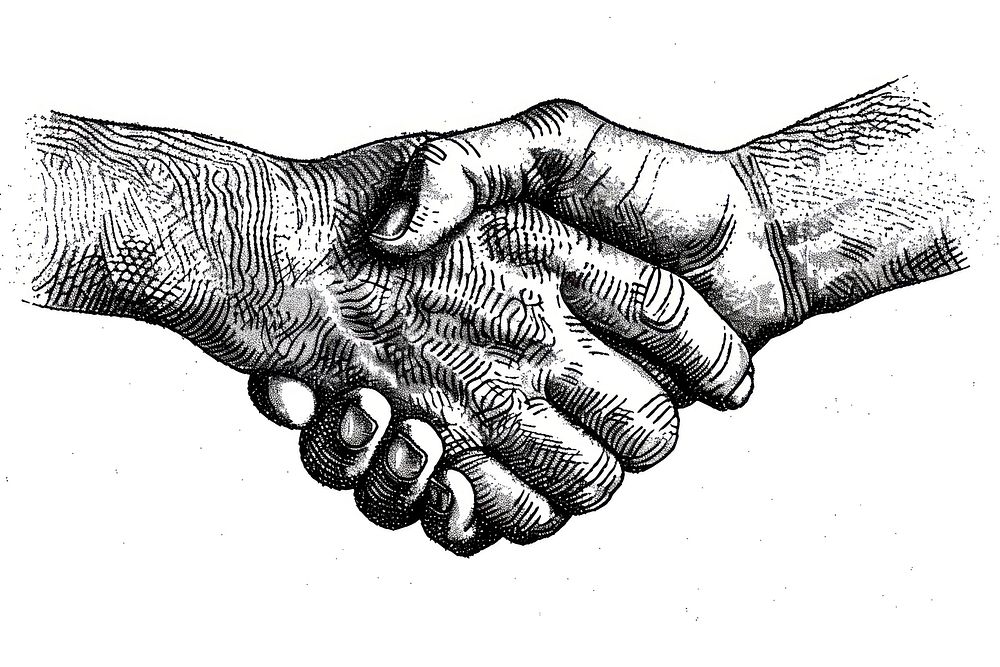 Vintage handshake illustration, detailed. | Free Photo Illustration ...