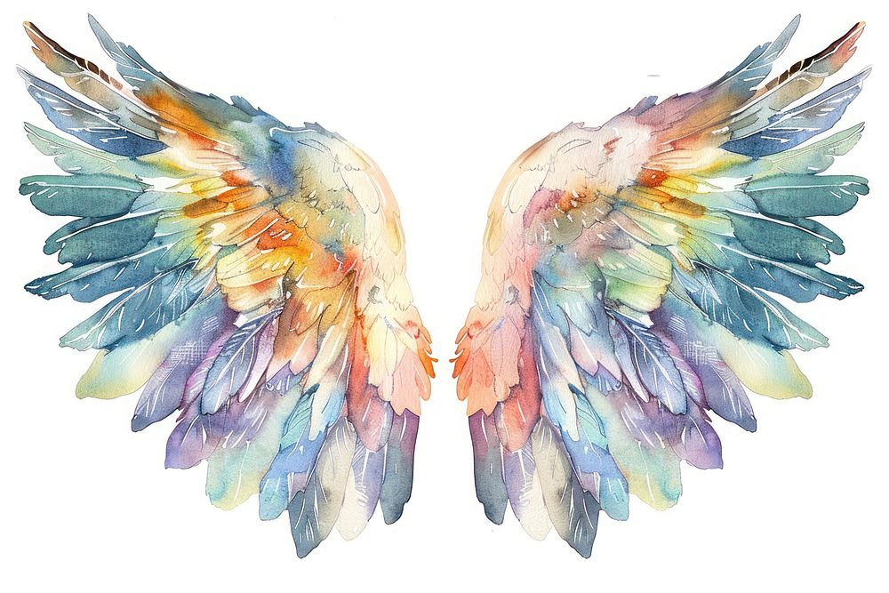 Colorful watercolor angel wings illustration | Free Photo Illustration ...