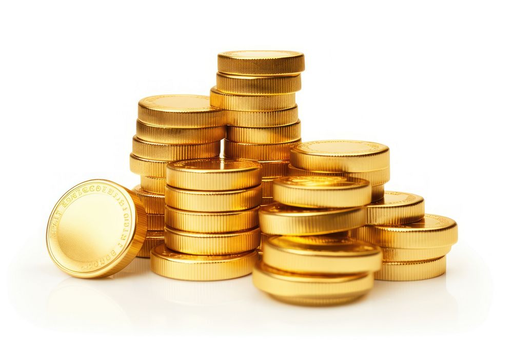 Stacked gold coins on white | Free Photo - rawpixel