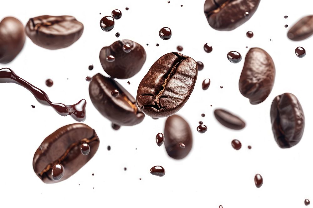 Floating coffee beans with splashes | Free Photo - rawpixel