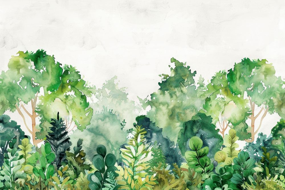 Watercolor forest border vegetation rainforest | Free Photo ...