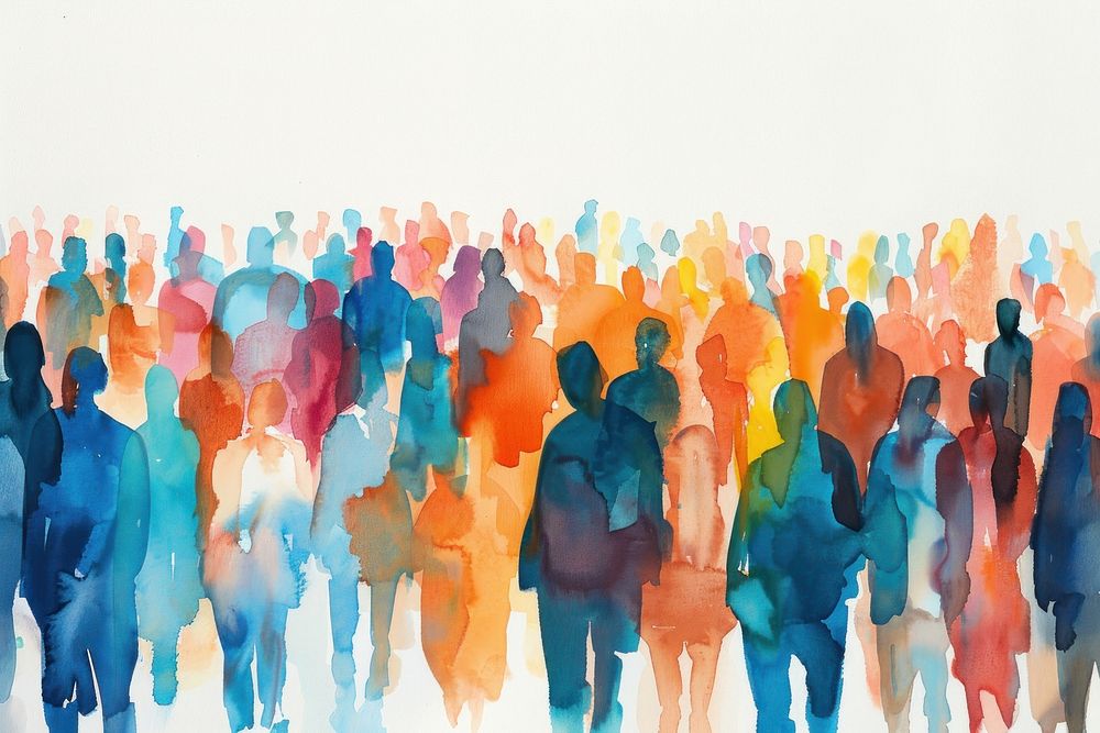 Colorful abstract crowd watercolor painting | Free Photo Illustration ...