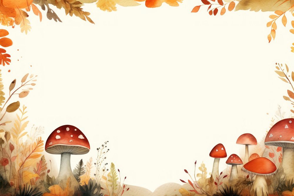 Watercolor mushroom autumn forest border | Free Photo Illustration ...