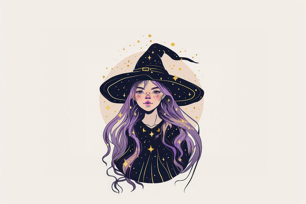 Enchanting witch with purple hair | Free Photo Illustration - rawpixel