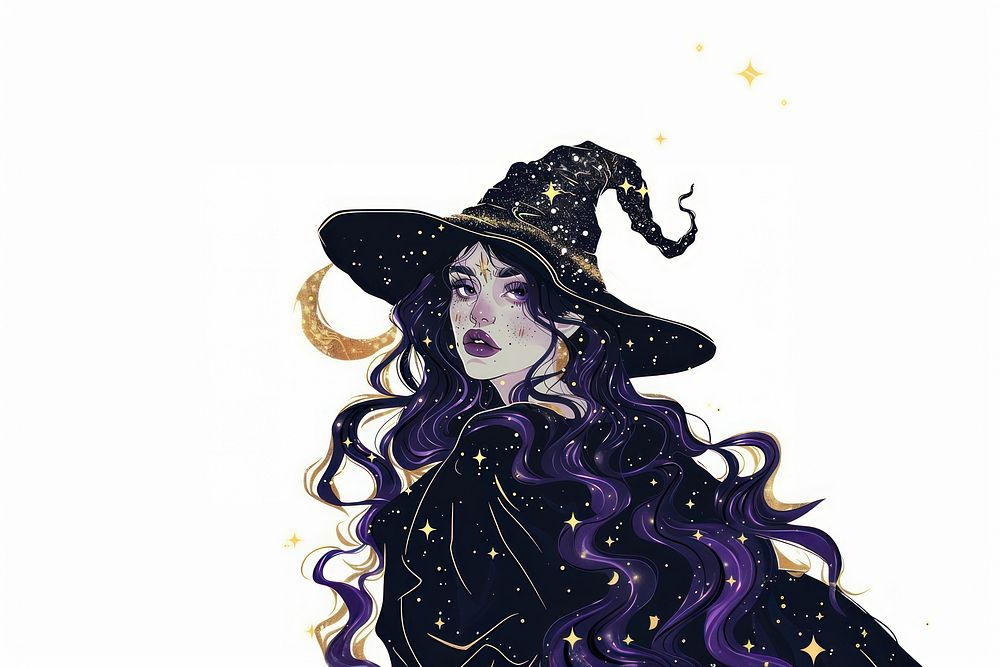 Enchanting witch with purple hair | Free Photo Illustration - rawpixel