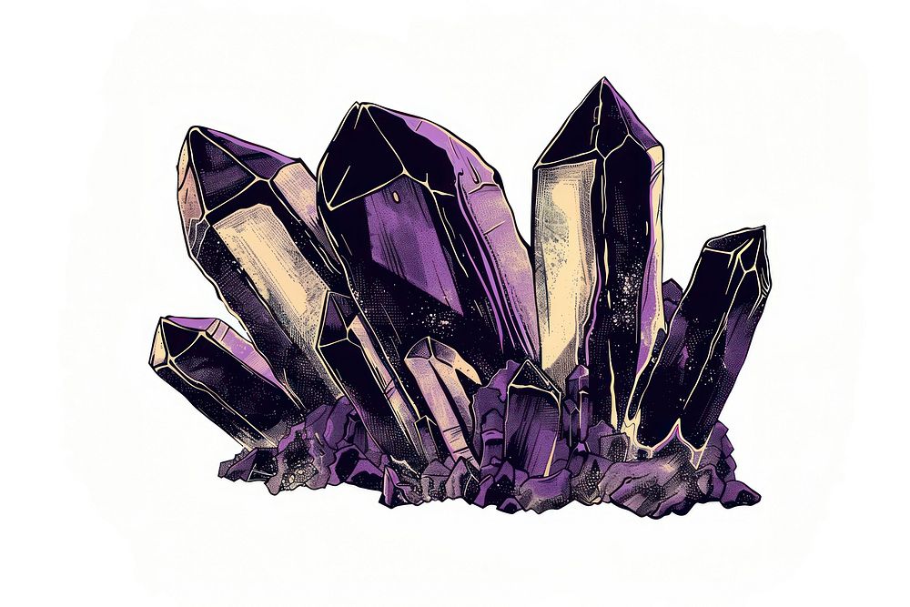 Vibrant purple crystal cluster illustration | Free Photo Illustration ...