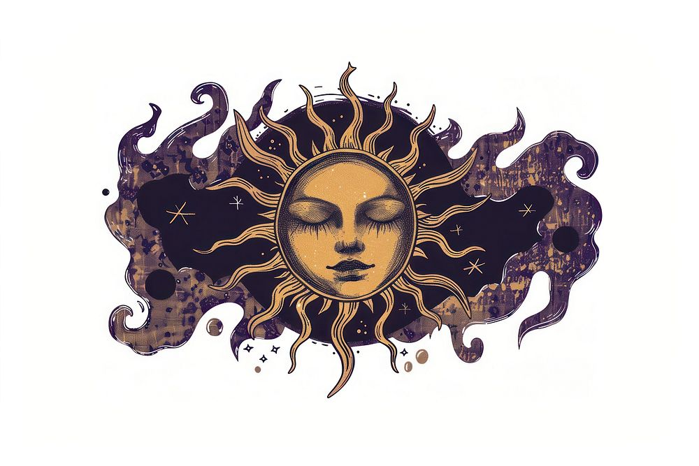 Mystical celestial sun face illustration | Free Photo Illustration ...