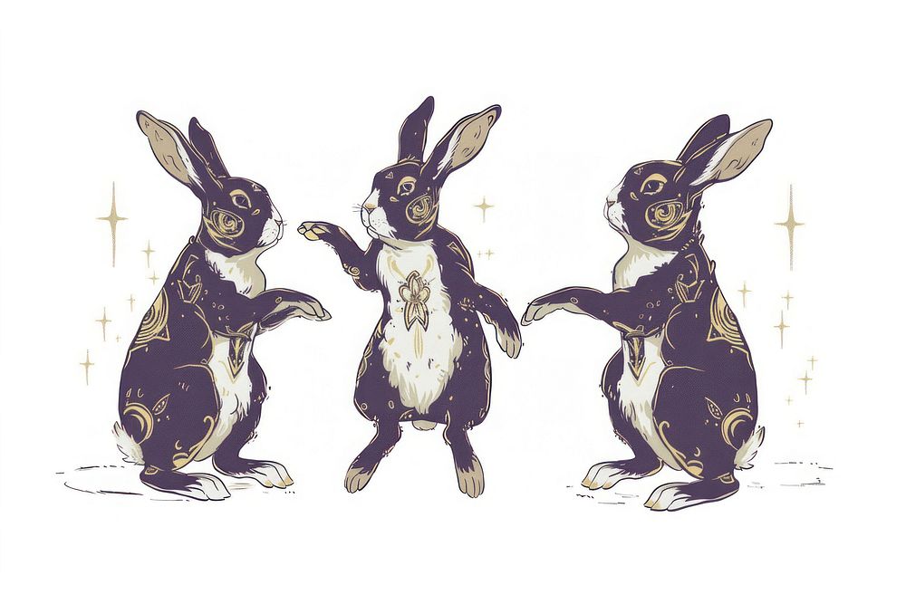Whimsical rabbits with celestial patterns | Free Photo Illustration ...
