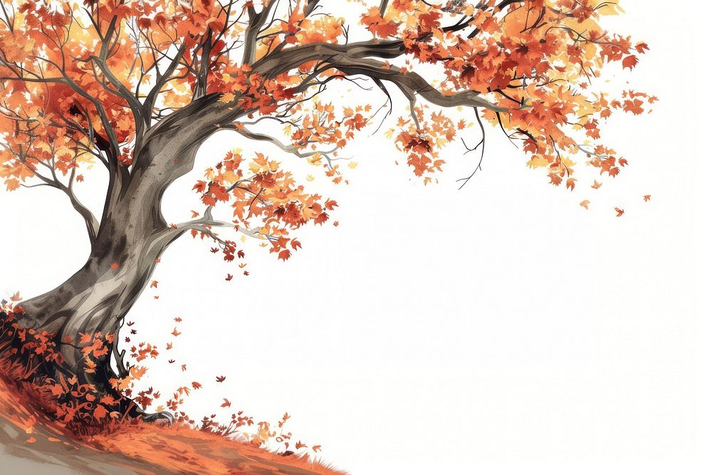 Autumn tree with falling leaves | Free Photo Illustration - rawpixel