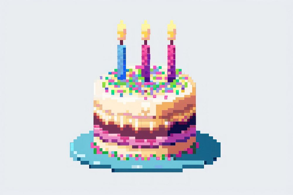 Pixelated birthday cake illustration | Free Photo Illustration - rawpixel