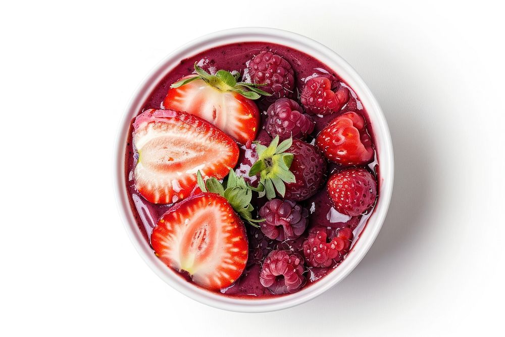 strawberry acai bowl raspberry produce | Free Photo - rawpixel