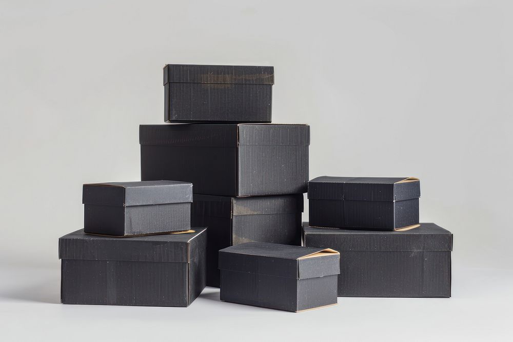 Stacked black cardboard boxes | Free Photo - rawpixel
