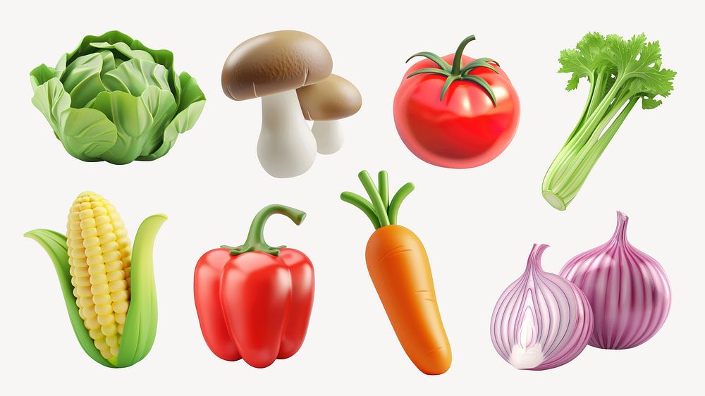 3D vegetable element set | Premium Photo - rawpixel
