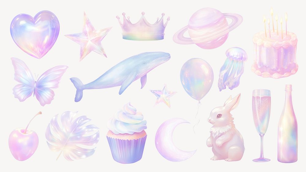 Pastel cute sticker element set | Free Photo - rawpixel