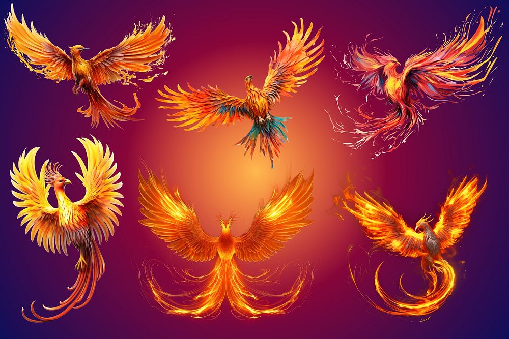 Phoenix bird element set | Free Photo - rawpixel