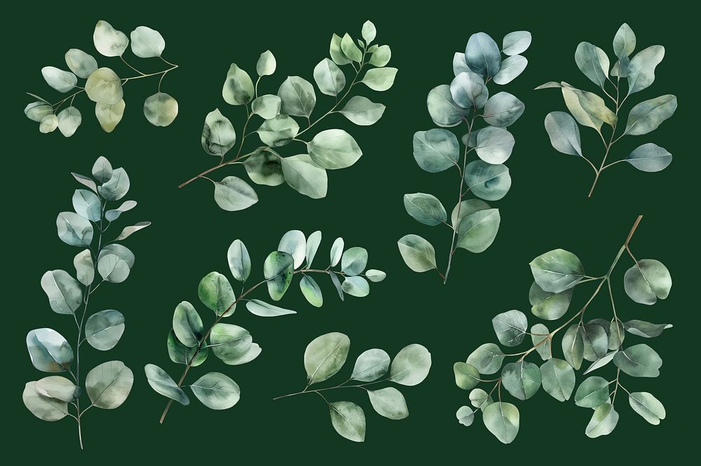 eucalyptus leaves element set | Free Photo - rawpixel