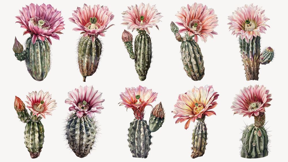 Pink cactus flower element set | Free Photo - rawpixel