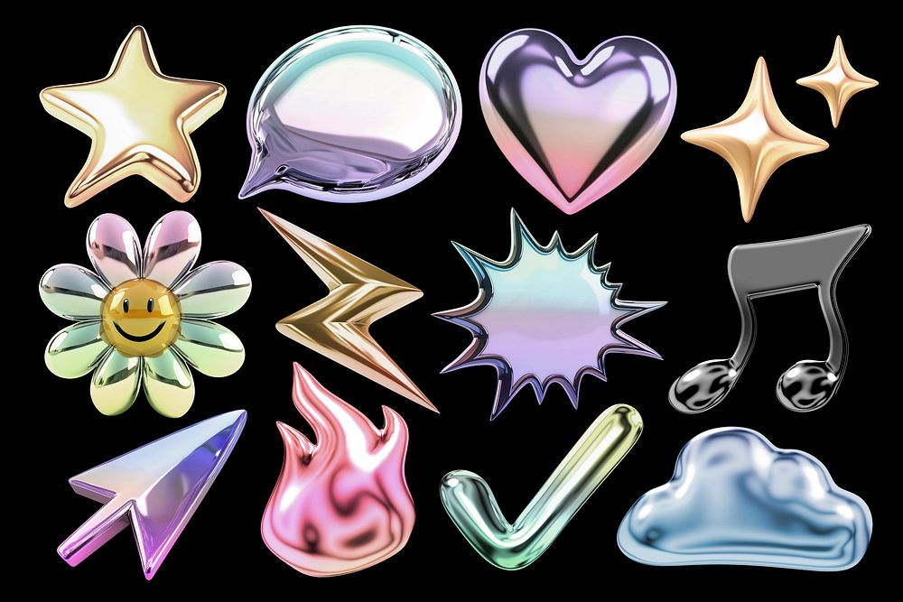 3d gradient holographic element set | Free Photo - rawpixel