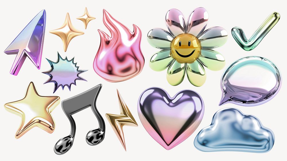 3d gradient holographic element set | Free Photo - rawpixel