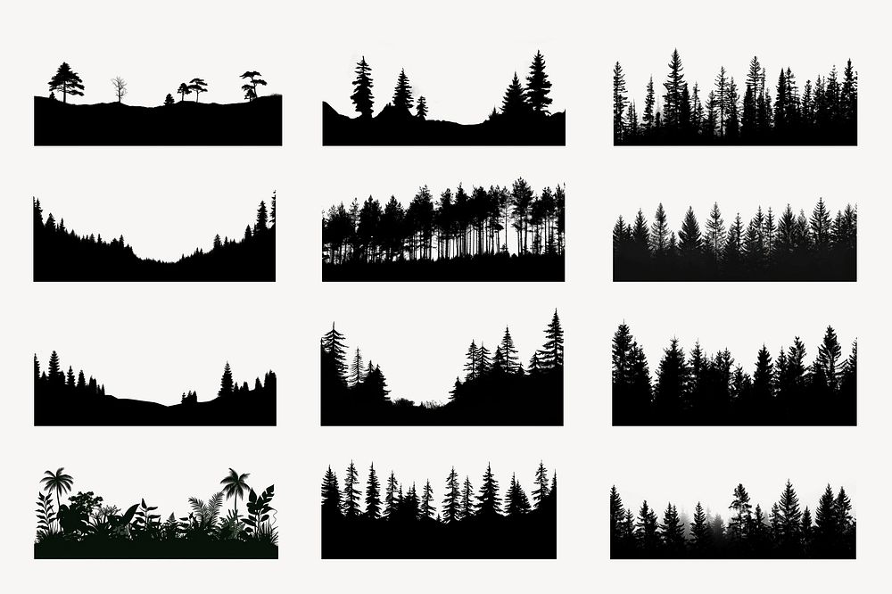 Forest silhouette design element set | Free Photo - rawpixel