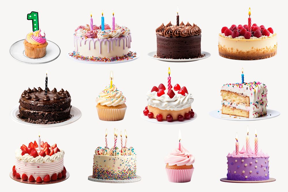 Birthday cake element set | Free Photo - rawpixel