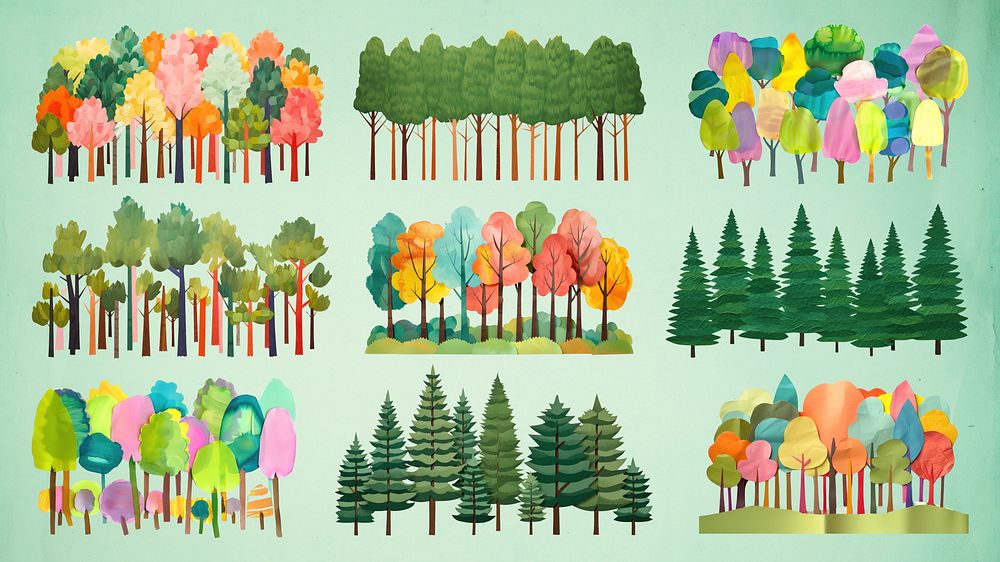 Group trees design element set | Free Photo - rawpixel