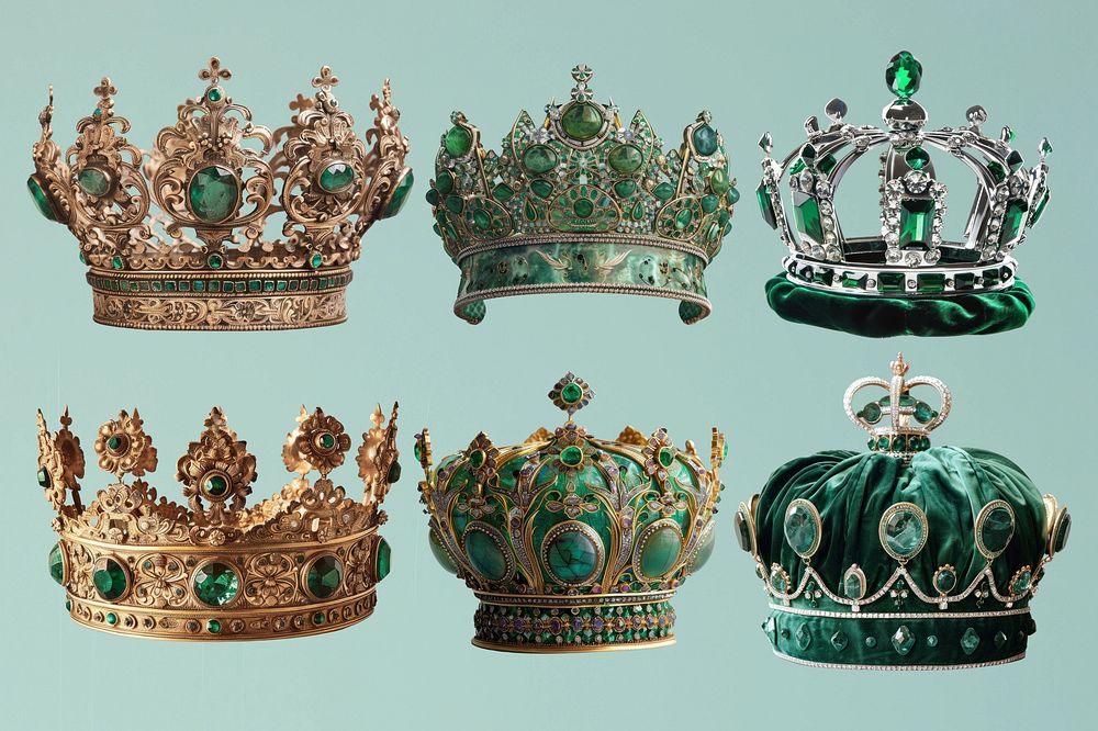Emerald crown design element set | Free Photo - rawpixel