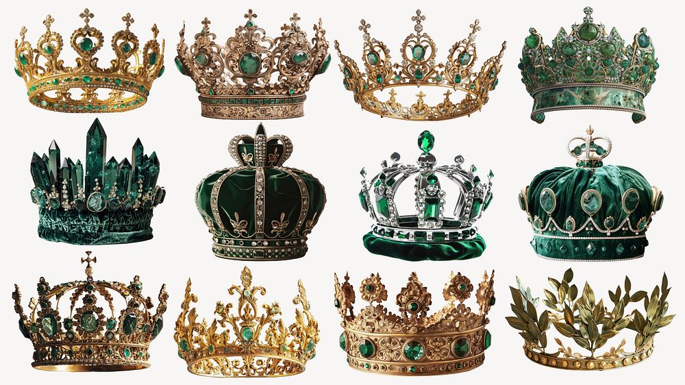 Emerald crown design element set | Free Photo - rawpixel
