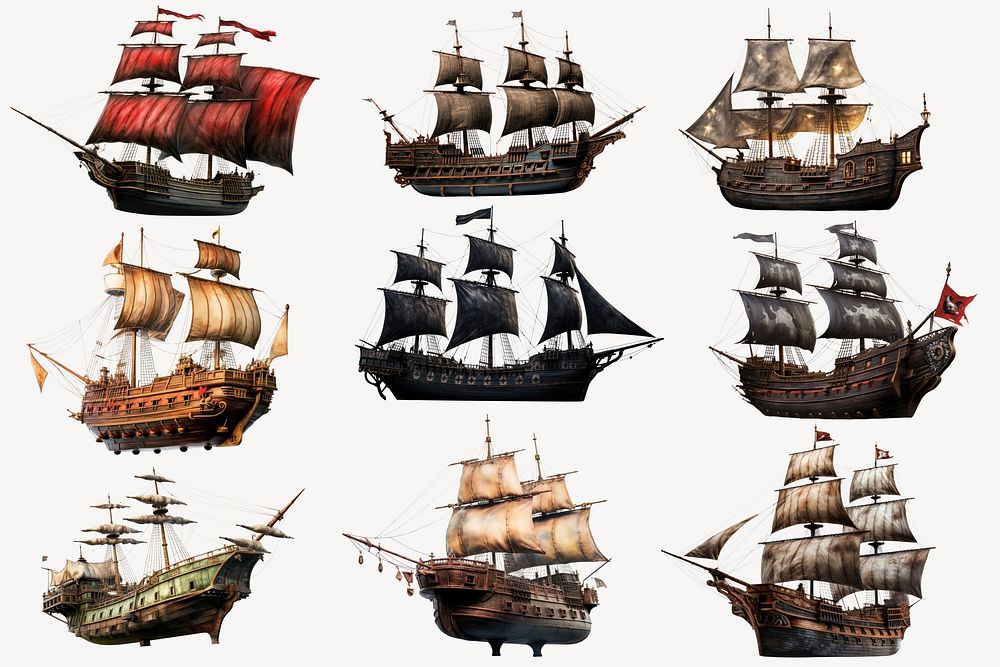 Pirate ship design element set | Free Photo - rawpixel