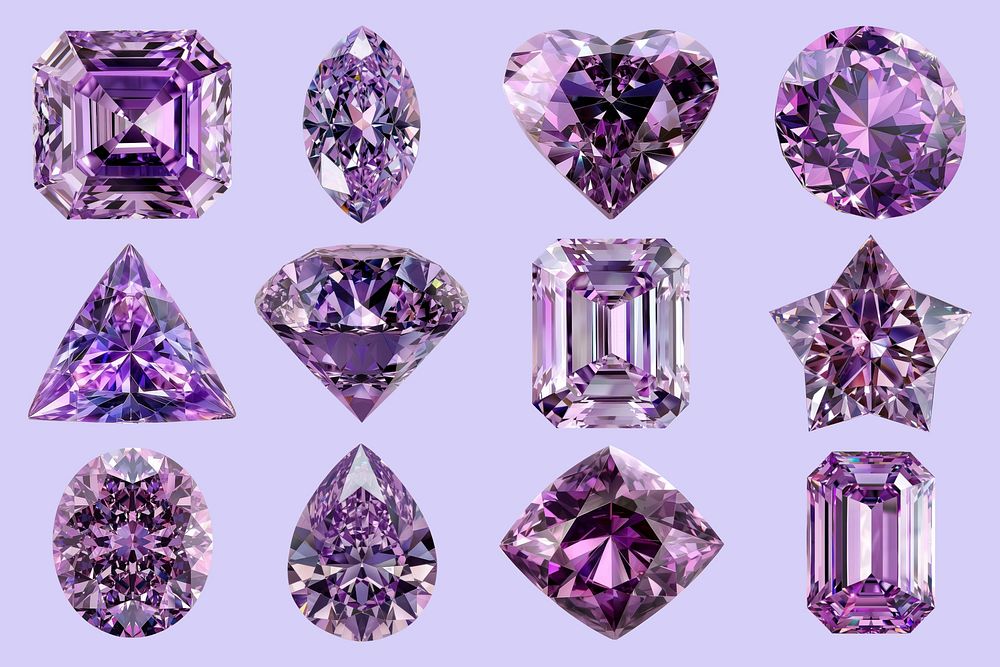 Purple diamond element set | Free Photo - rawpixel