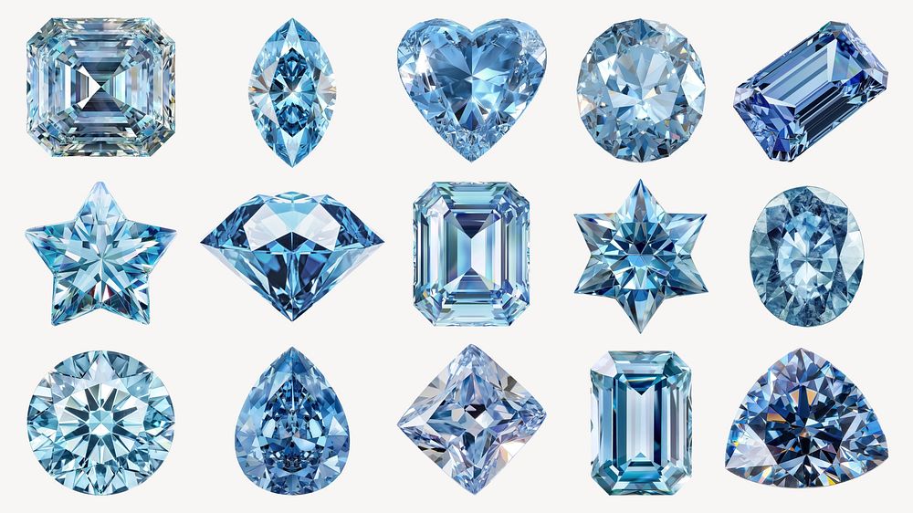 Blue diamond element set | Free Photo - rawpixel