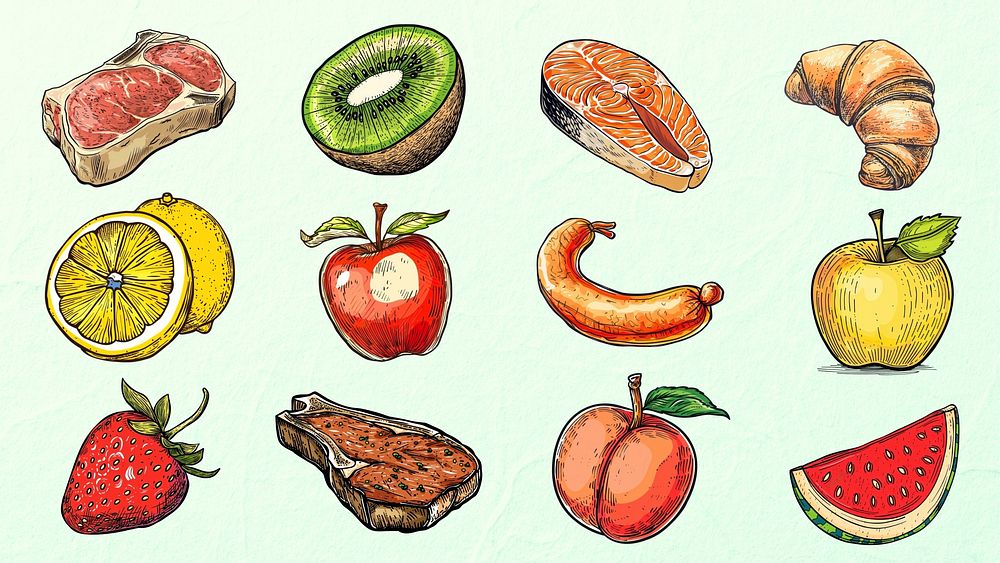Hand drawn food element set | Free Photo - rawpixel