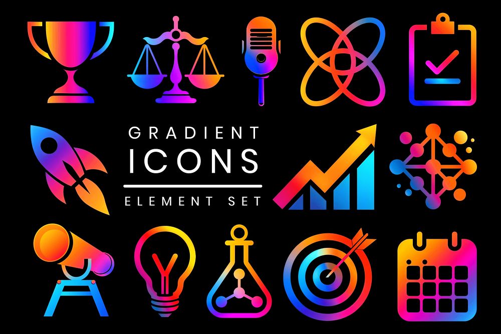 Gradient icon element set | Free Photo - rawpixel