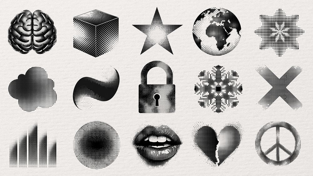 Halftone icon element set | Free Photo - rawpixel