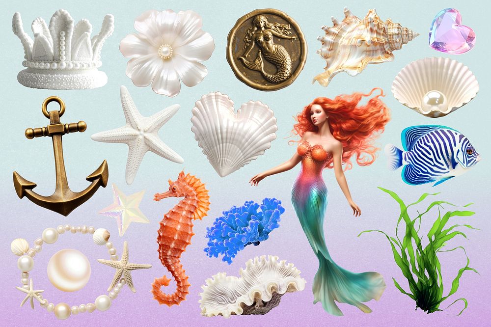 Underwater collage design element set | Free Photo - rawpixel