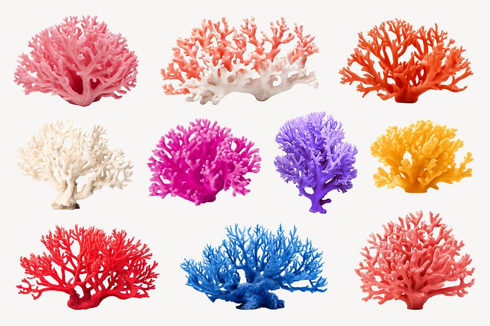 colorful coral design element set | Free Photo - rawpixel