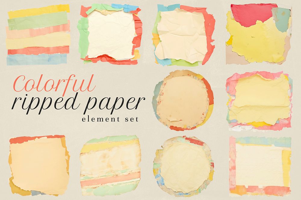 colorful ripped paper design element | Free Photo - rawpixel