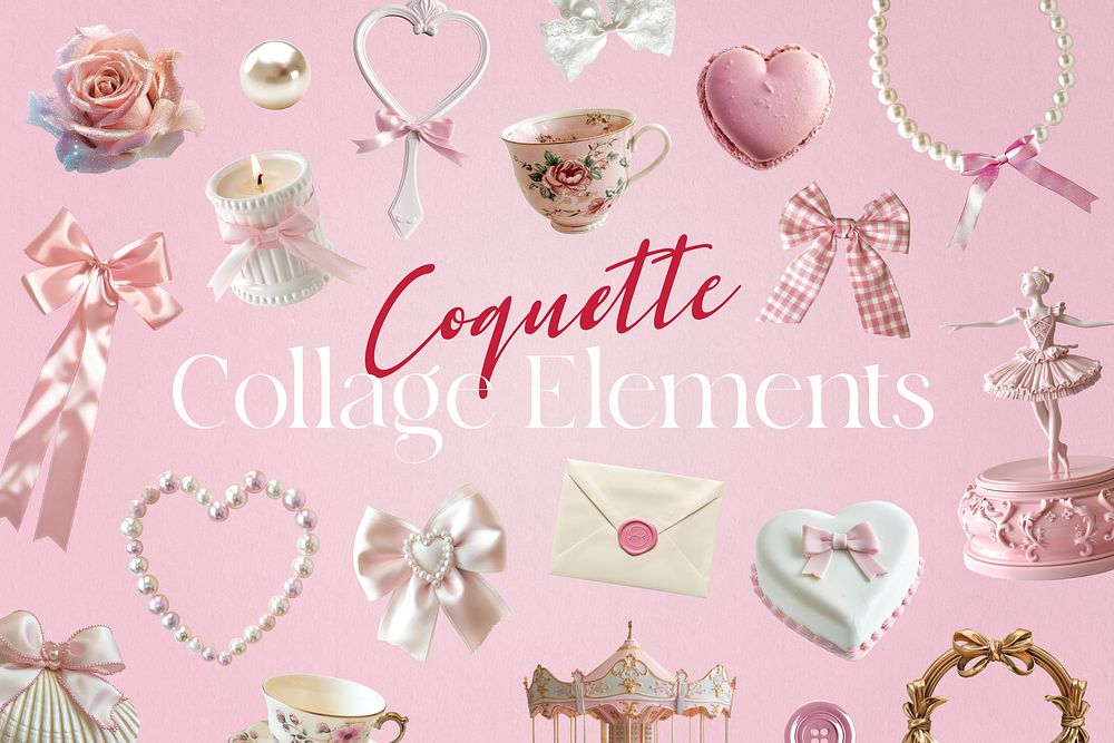 Coquette collage element set | Free Photo - rawpixel