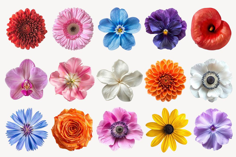 Colorful flower element set | Free Photo - rawpixel