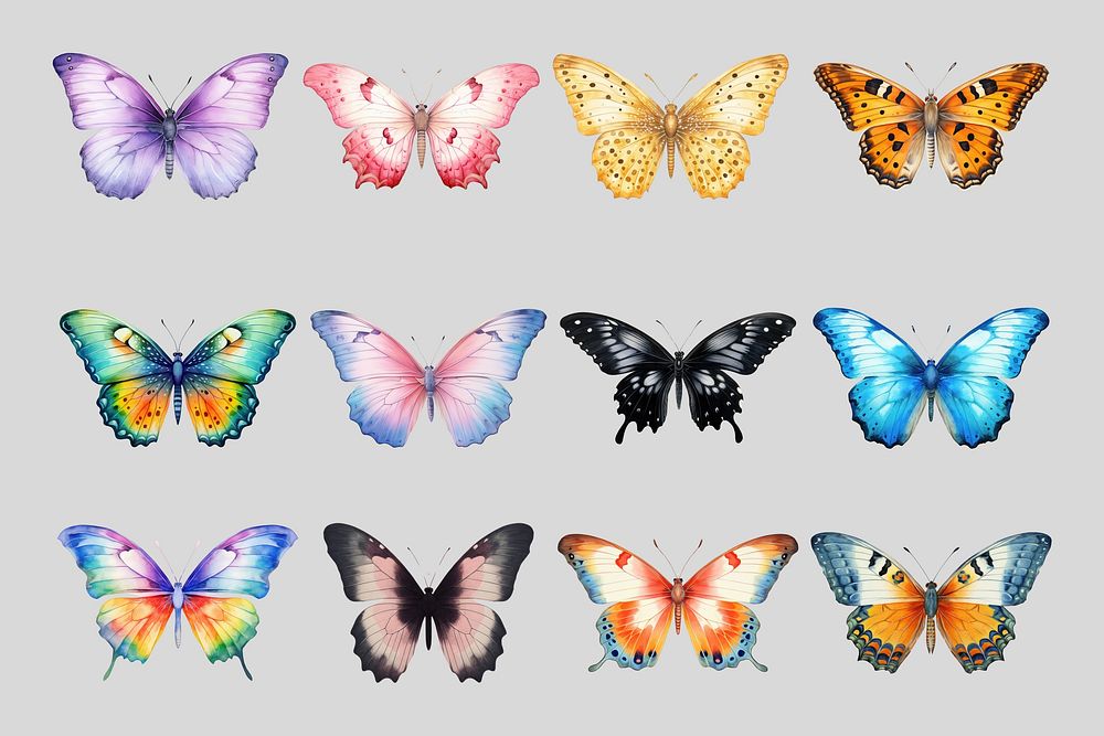 Watercolor butterfly element set | Free Photo - rawpixel