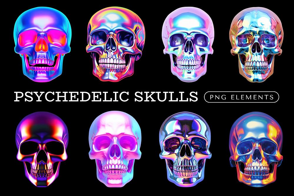 Psychedelic skull element set | Free Photo - rawpixel